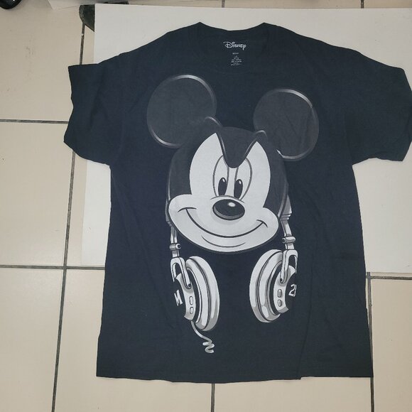 Disney | Shirts | Mickey Mouse T Shirt Mens Large Black Dj M28 ...